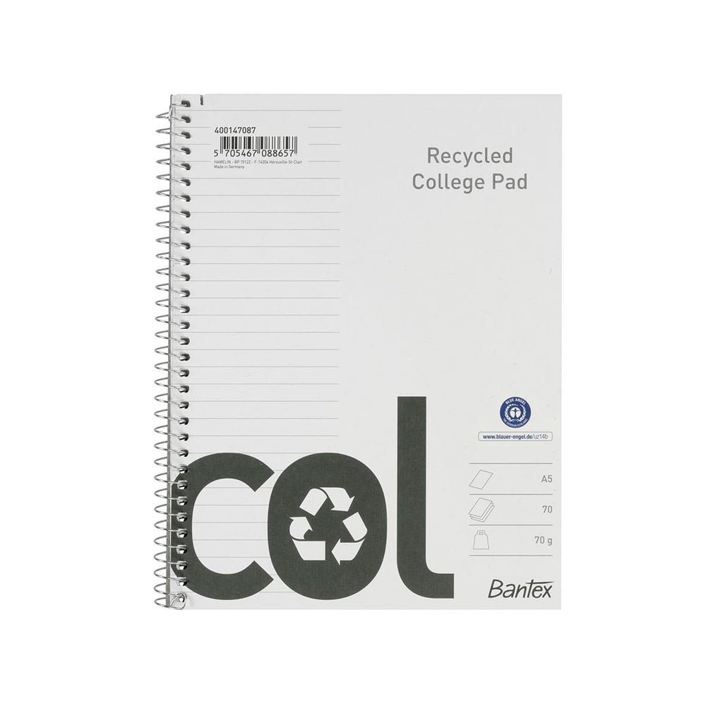 Kollegieblock Bantex Recycled Linj. 70g 70 blad | AllOffice