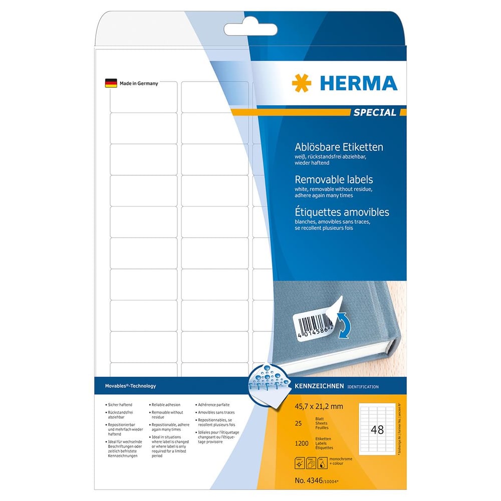 Etiketter Herma Laser movables 45,7x21,2mm vita | AllOffice