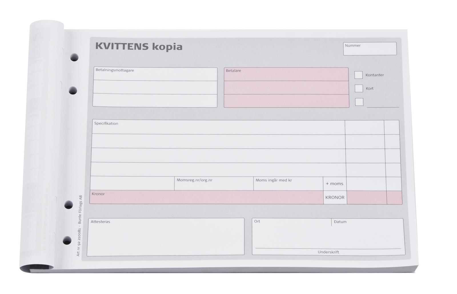 Kvittensblock onumrerade med kopia A5L | AllOffice