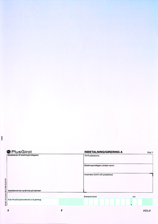 Laserark blåtonad m plusgiro A-kort | AllOffice