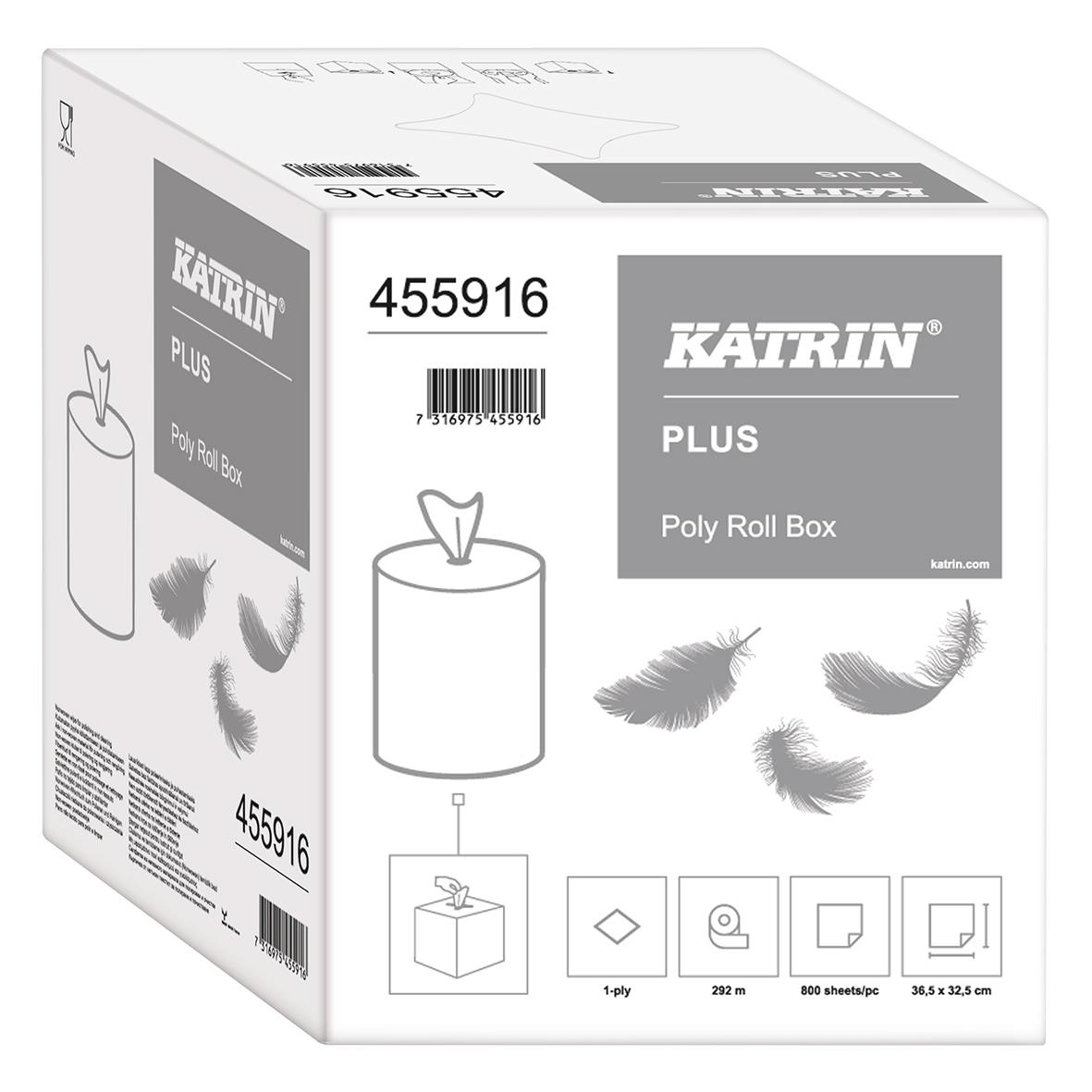 Torkrulle Katrin Poly Roll Box Plus 1-lag vit 325mm x 292m | AllOffice